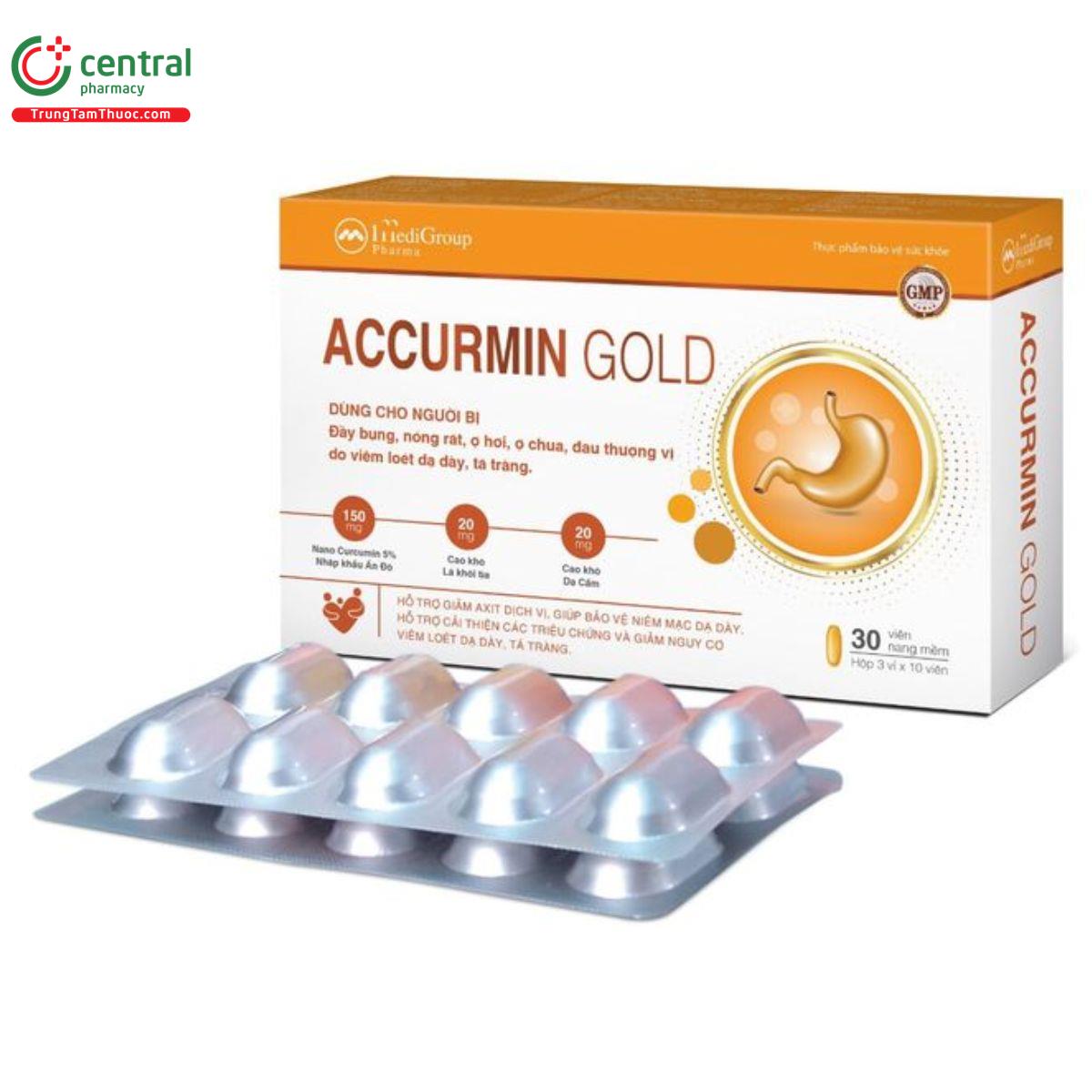 Thuốc Accurmin Gold (Hộp 30 viên) giảm đầy bụng, ợ hơi, ợ chua, nóng rát