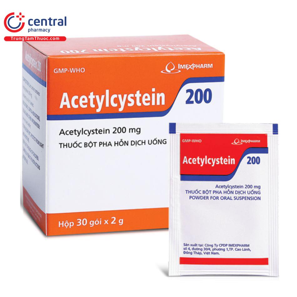 Thuốc Acetylcystein 200 TB Imexpharm gói bột giúp làm loãng đờm nhầy