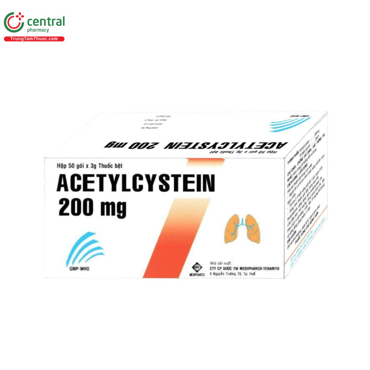 Thuốc Acetylcystein 200mg Medipharco Tenamyd tiêu chất nhầy, trừ đờm