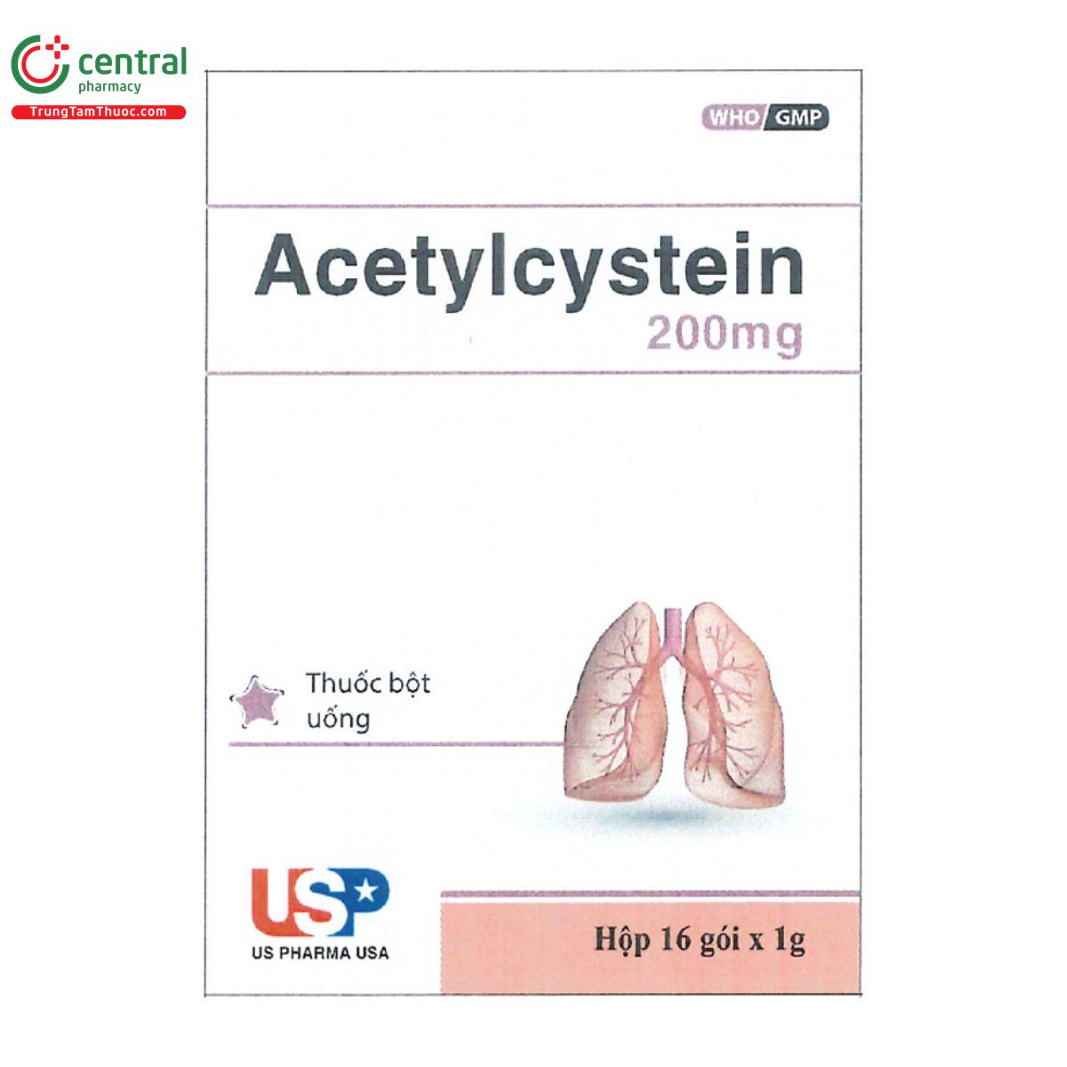 Thuốc Acetylcystein 200mg US pharma USA tác dụng loãng đờm nhầy, đờm đặc