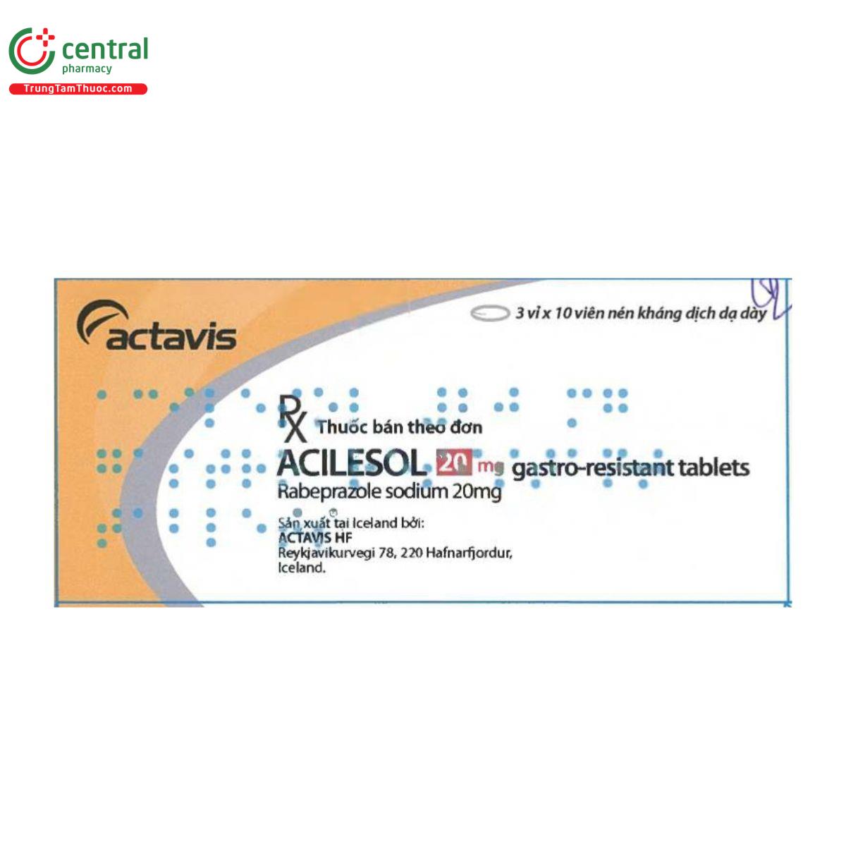 Thuốc Acilesol 20mg điều trị loét dạ dày lành tính, loét tá tràng