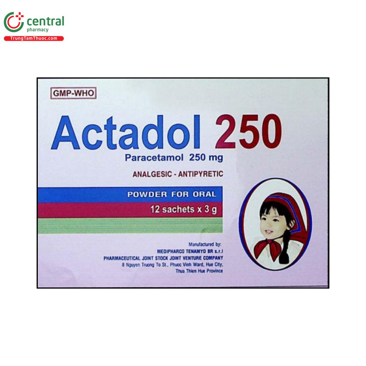 Thuốc Actadol 250 điều trị triệu chứng đau, sốt mức độ nhẹ và trung bình