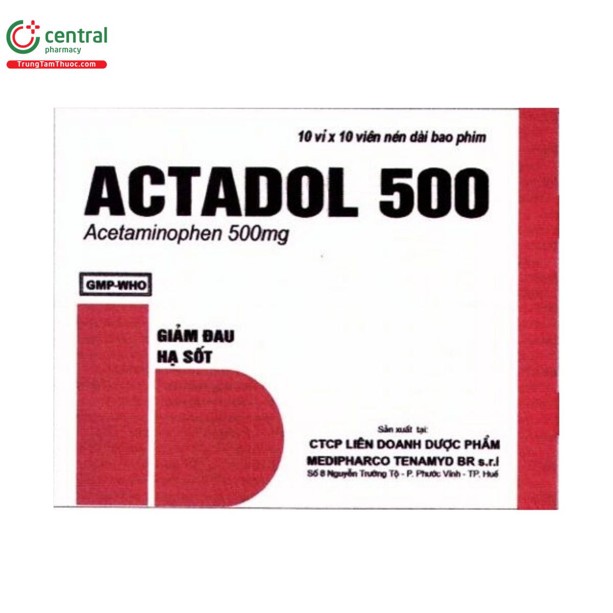 Thuốc Actadol 500mg Medipharco: Tác dụng, liều dùng và lưu ý sử dụng