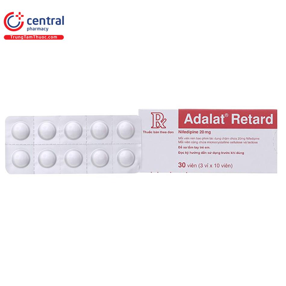 Thuốc Adalat Retard 20mg điều trị tăng huyết áp: cách dùng, giá bán