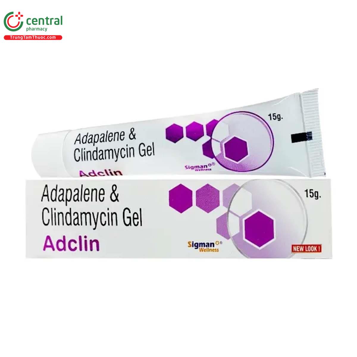 Gel mụn Adapalene Clindamycin Gel Adclin 15g điều trị mụn trứng cá