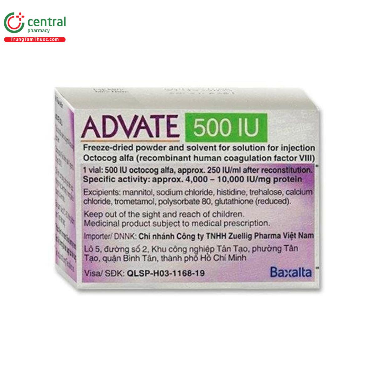 Thuốc Advate 500IU - Điều trị, dự phòng chảy máu ở người bị tan máu A