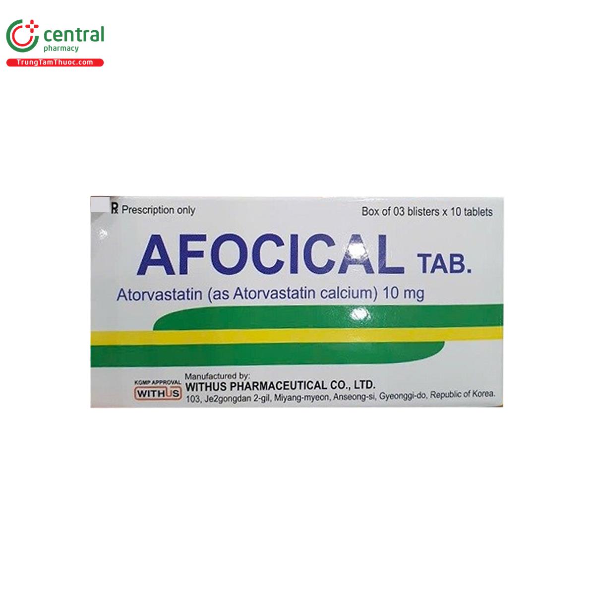 Thuốc Afocical Tab 10mg - giảm cholesterol toàn phần và triglycerid