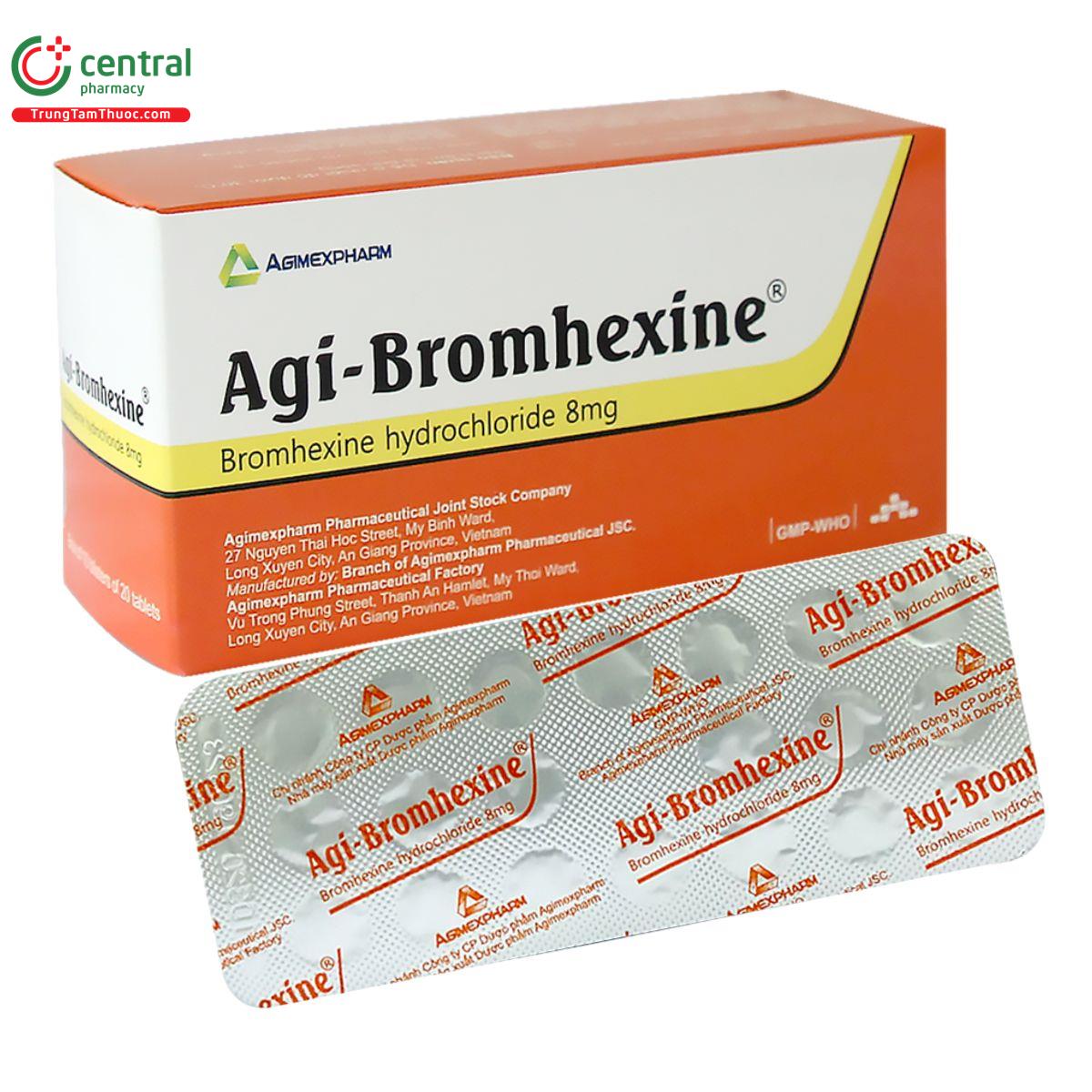 Thuốc Agi-Bromhexine 8mg trị chứng rối loạn tiết dịch đường hô hấp
