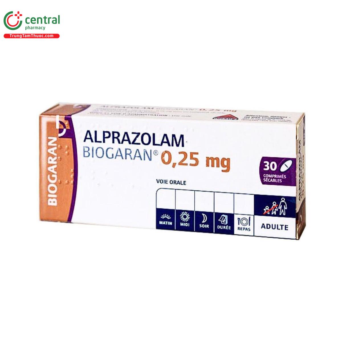 Thuốc Alprazolam Biogaran 0,25mg điều trị rối loạn hoảng sợ và lo âu