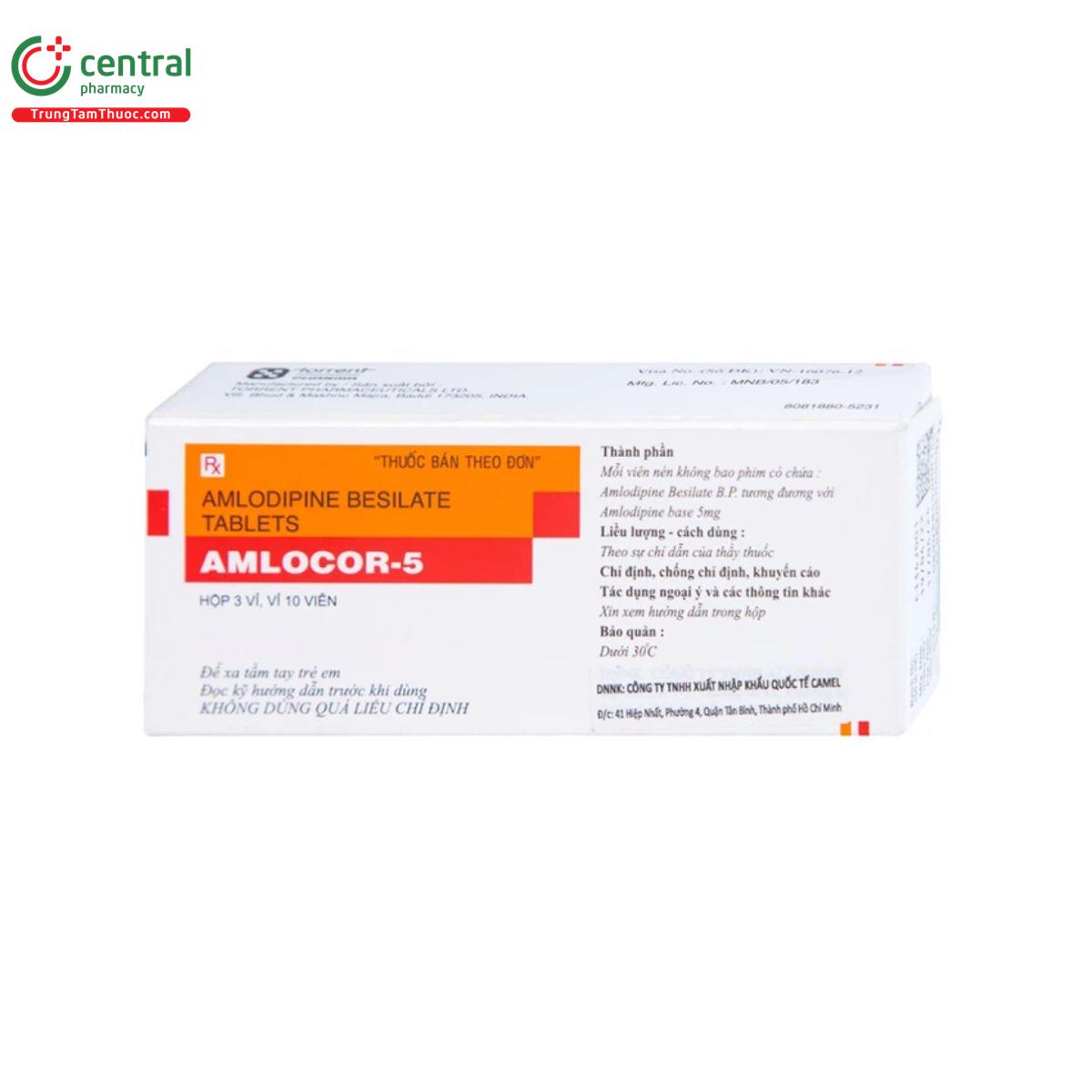 Thuốc Amlocor-5 điều trị huyết áp cao, đau thắt ngực ổn định