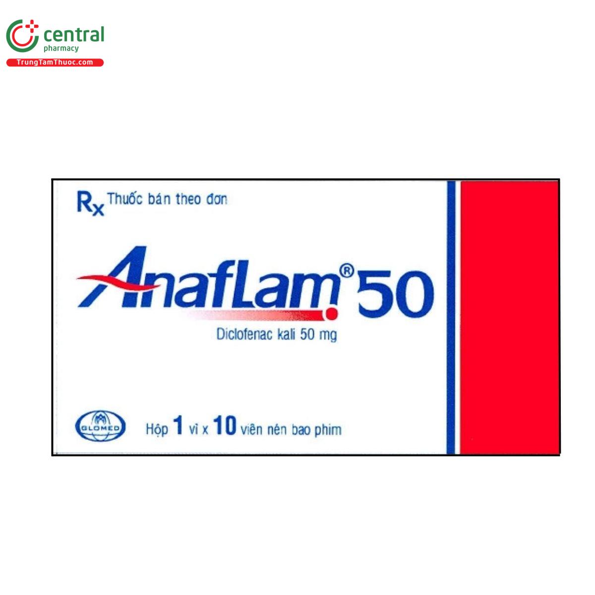 Thuốc Anaflam 50 Glomed (Diclofenac) giảm đau và kháng viêm