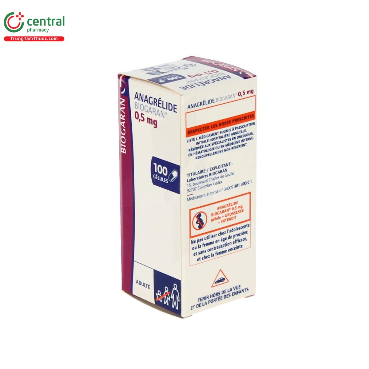 Thuốc Anagrelide Biogaran 0,5mg điều trị bệnh tăng tiểu cầu và biến chứng