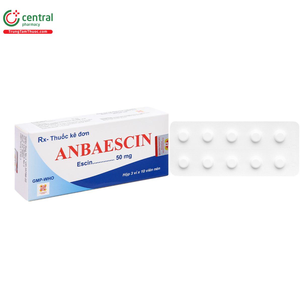 Thuốc Anbaescin 50mg điều trị tình trạng suy giãn tĩnh mạch, bệnh trĩ