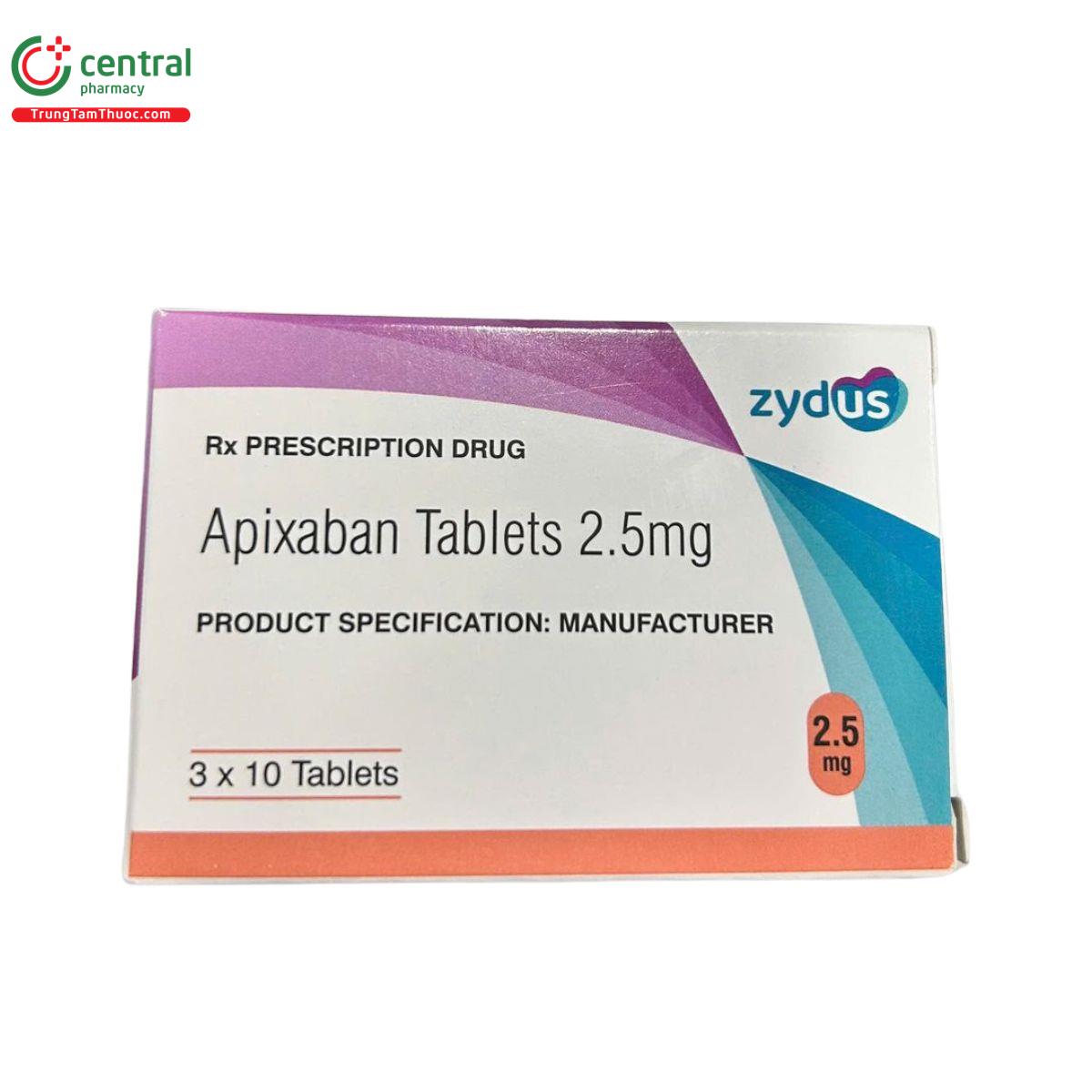 Thuốc Apixaban Tablets 2.5mg Zydus phòng ngừa huyết khối tĩnh mạch