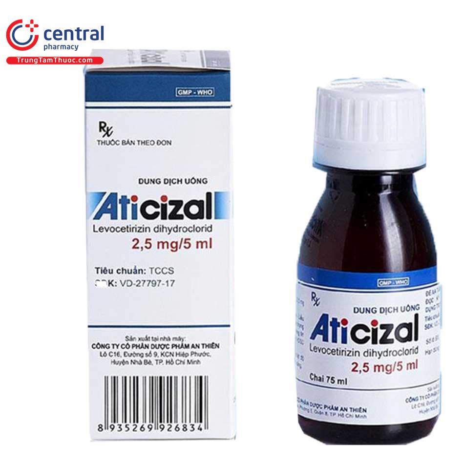Thuốc Aticizal 2.5mg/5ml: thuốc chống dị ứng, viêm mũi dị ứng