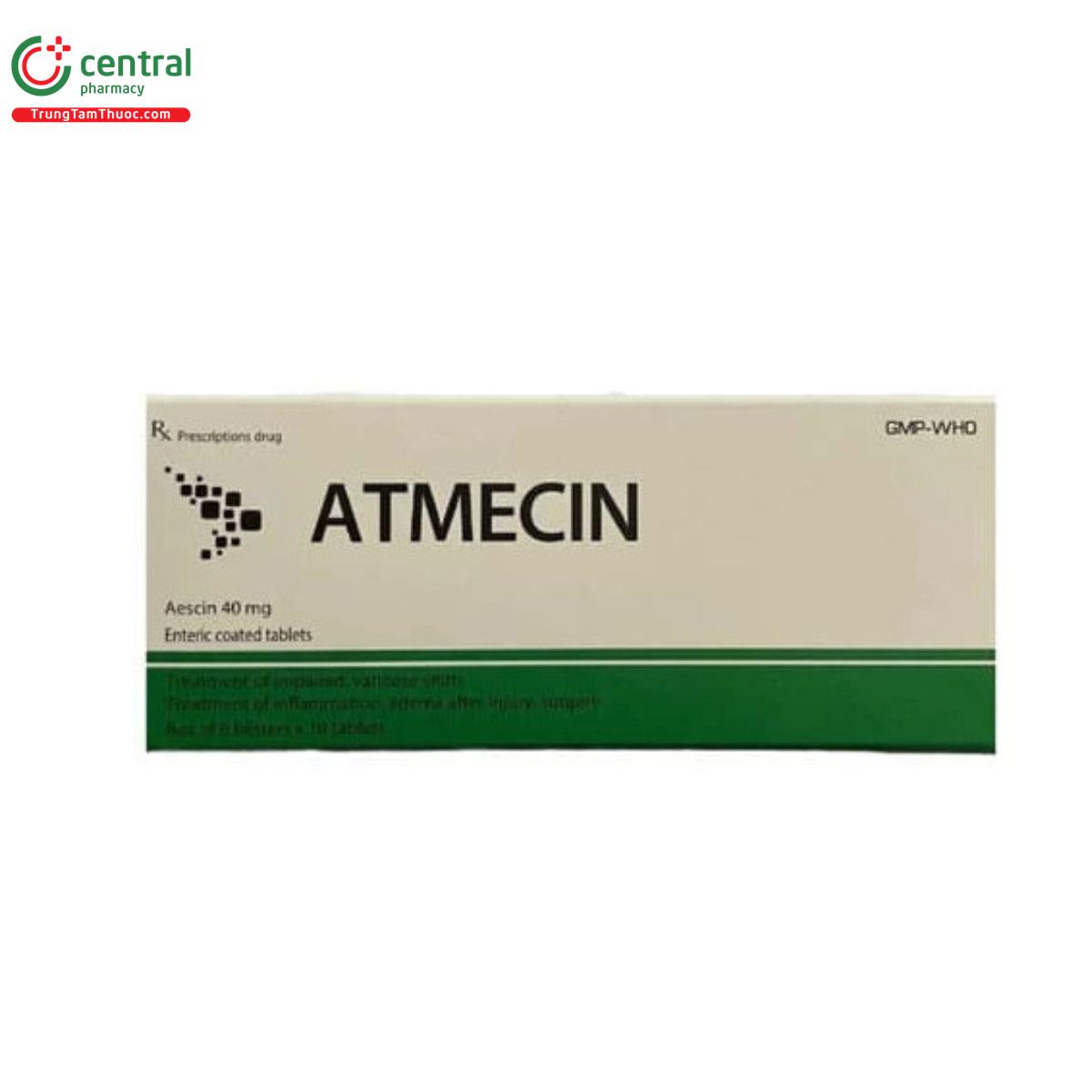 Thuốc ATMECIN 40mg điều trị suy giãn tĩnh mạch, trĩ, sưng viêm