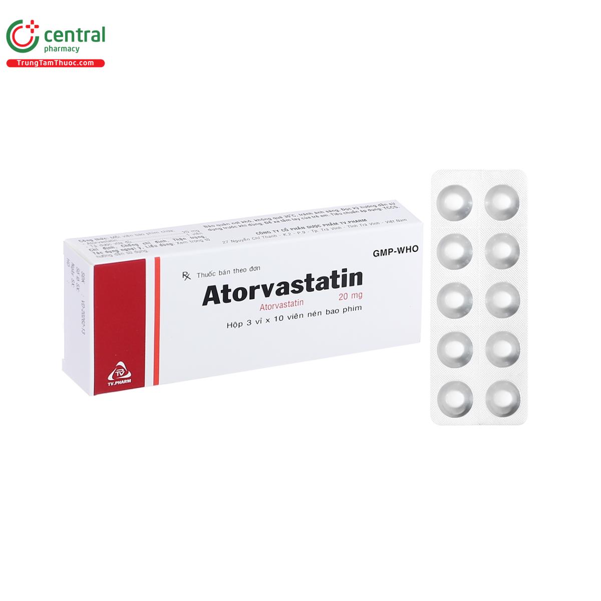 Thuốc Atorvastatin 20mg TV.Pharm - Điều trị tăng cholesterol máu