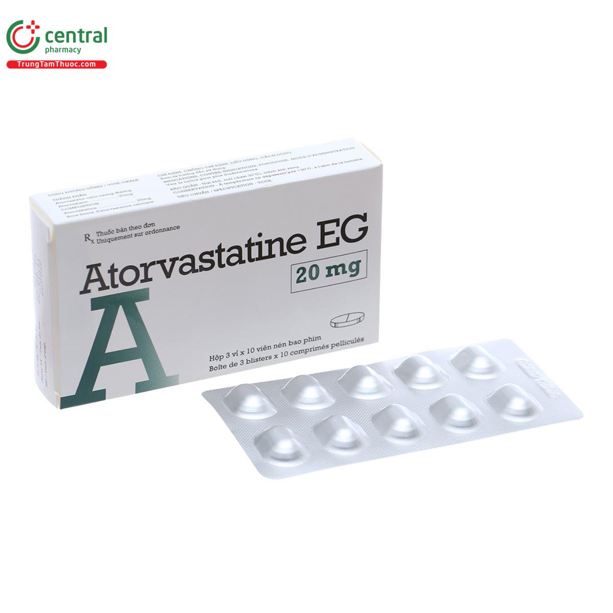 Thuốc Atorvastatine EG 20mg bổ trợ chế độ ăn trong điều trị tăng ...