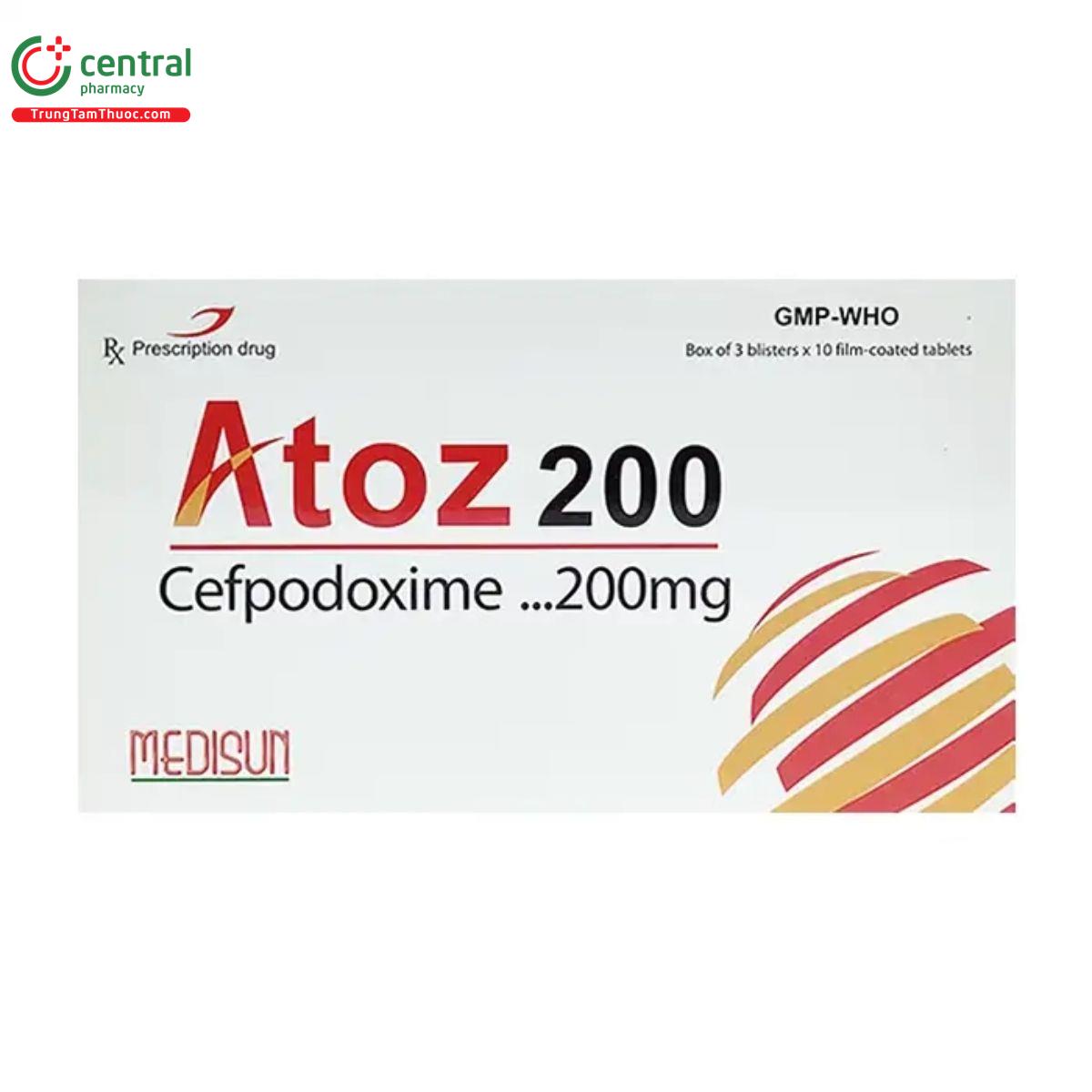 Thuốc Atoz 200 Medisun điều trị nhiễm khuẩn đường hô hấp, tiết niệu