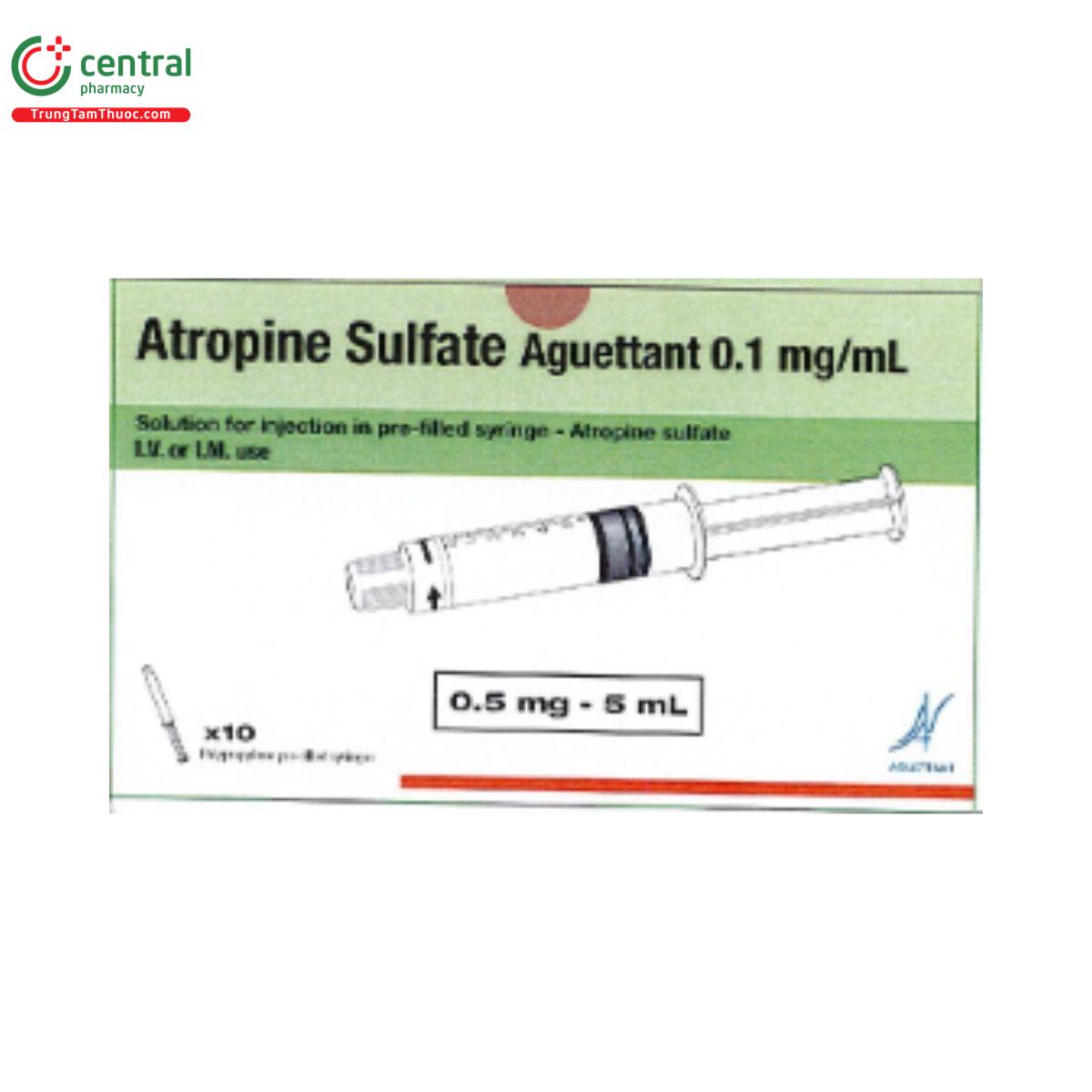 Thuốc Atropine Sulfate Aguettant 0,1mg/ml điều trị nhịp tim chậm, giải độc