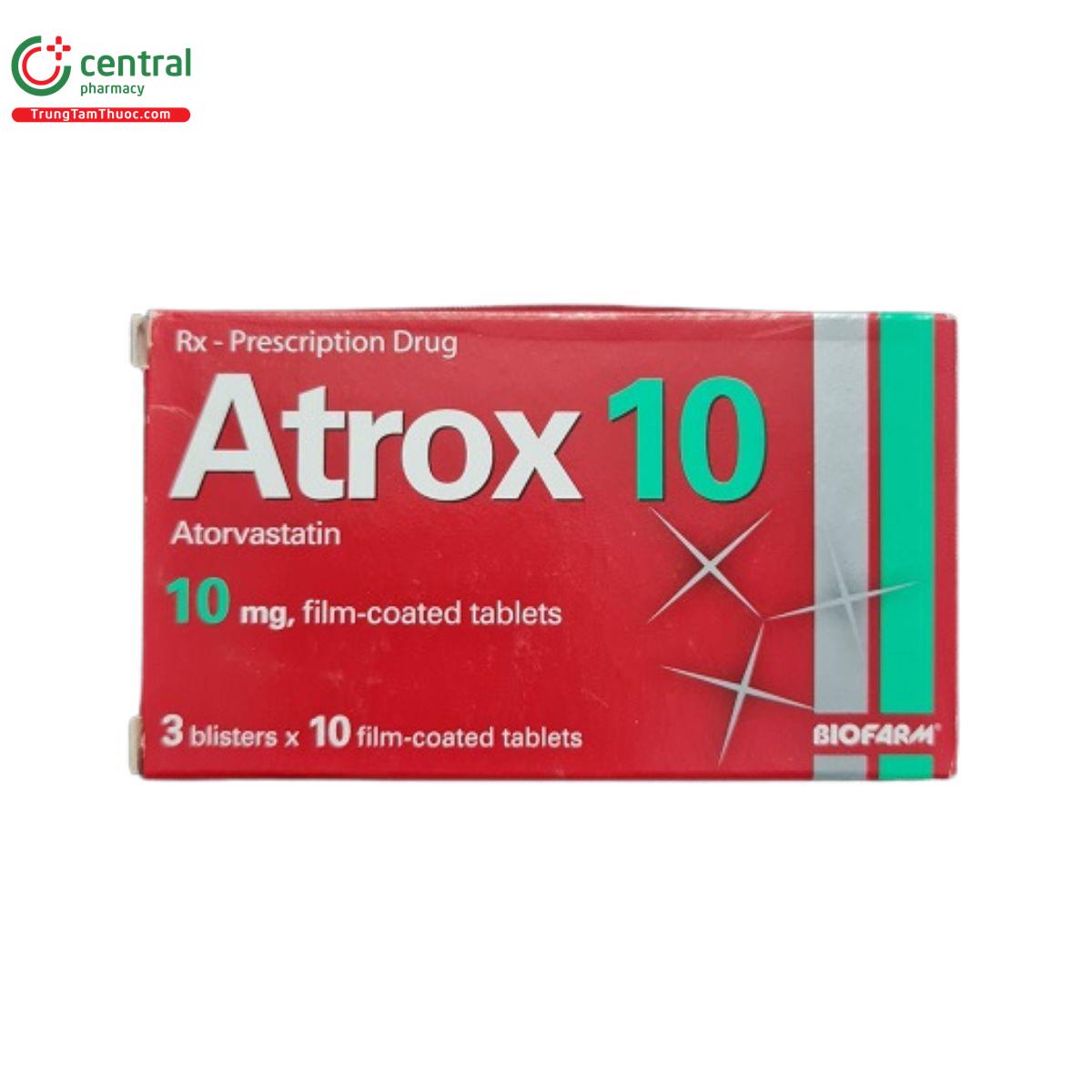 Thuốc Atrox 10 - điều trị tăng cholesterol máu, tăng lipid máu