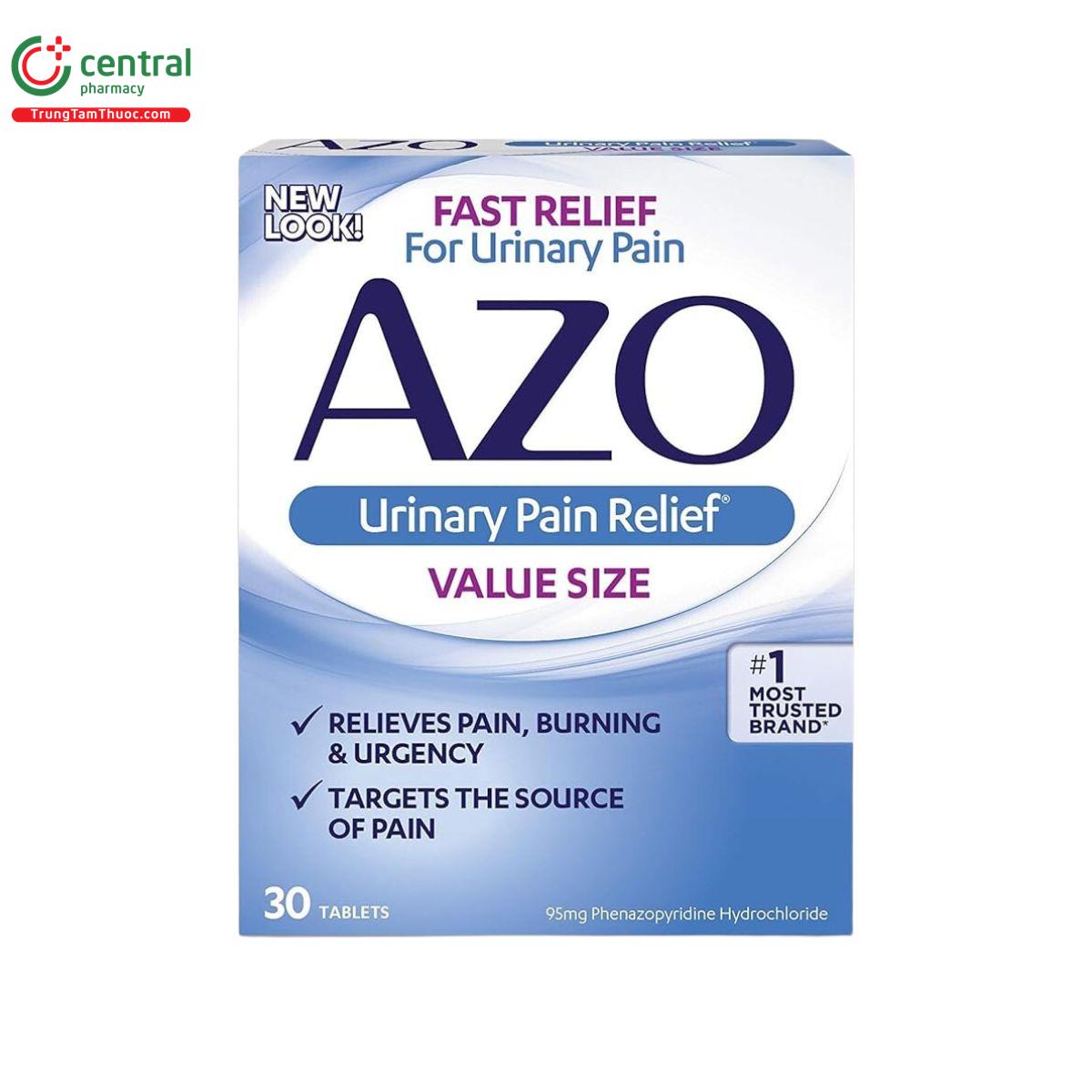 Thuốc AZO Urinary Pain Relief Value Size giảm đau, rát đường tiết niệu
