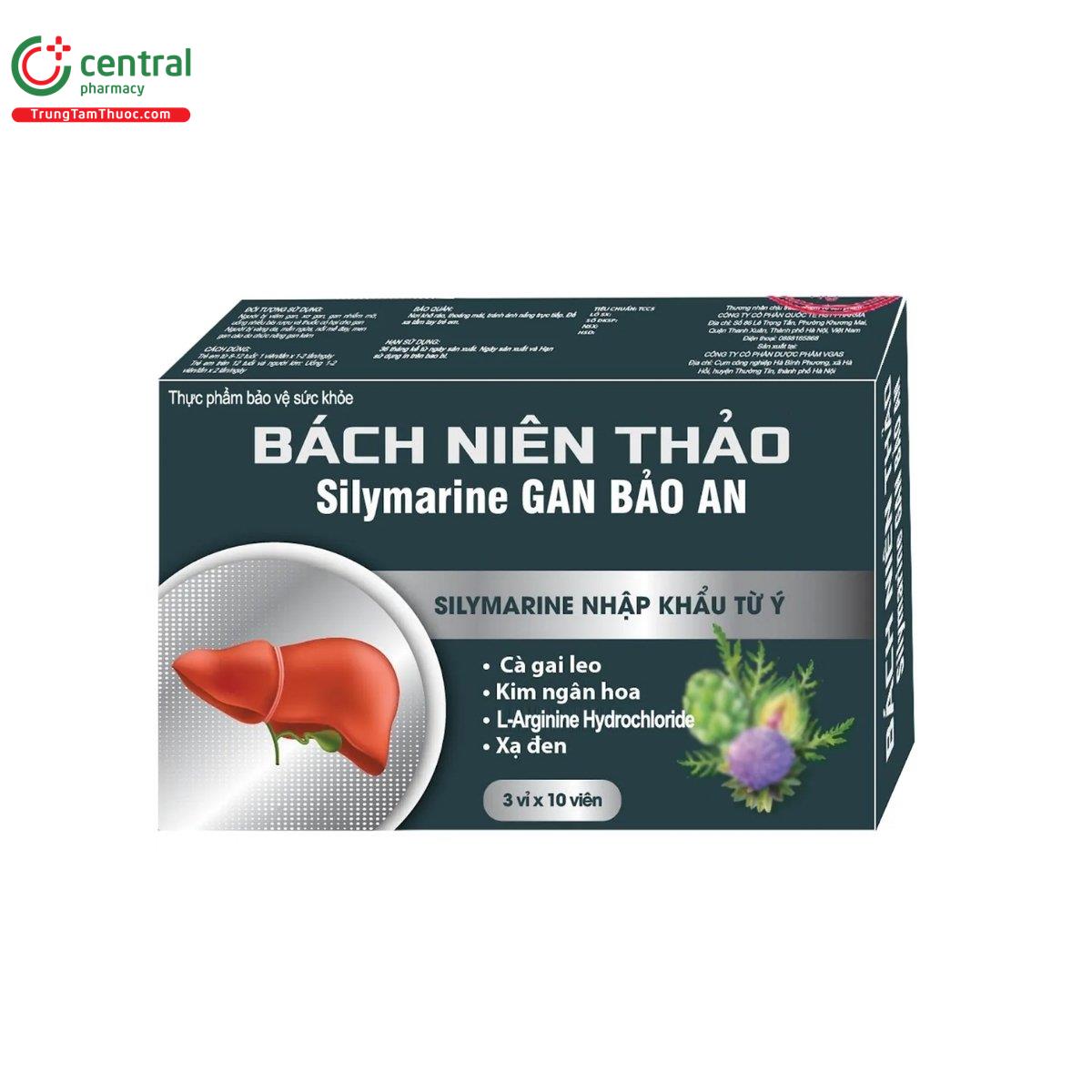 Bách Niên Thảo Silymarine Gan Bảo An hỗ trợ thanh nhiệt, giải độc gan