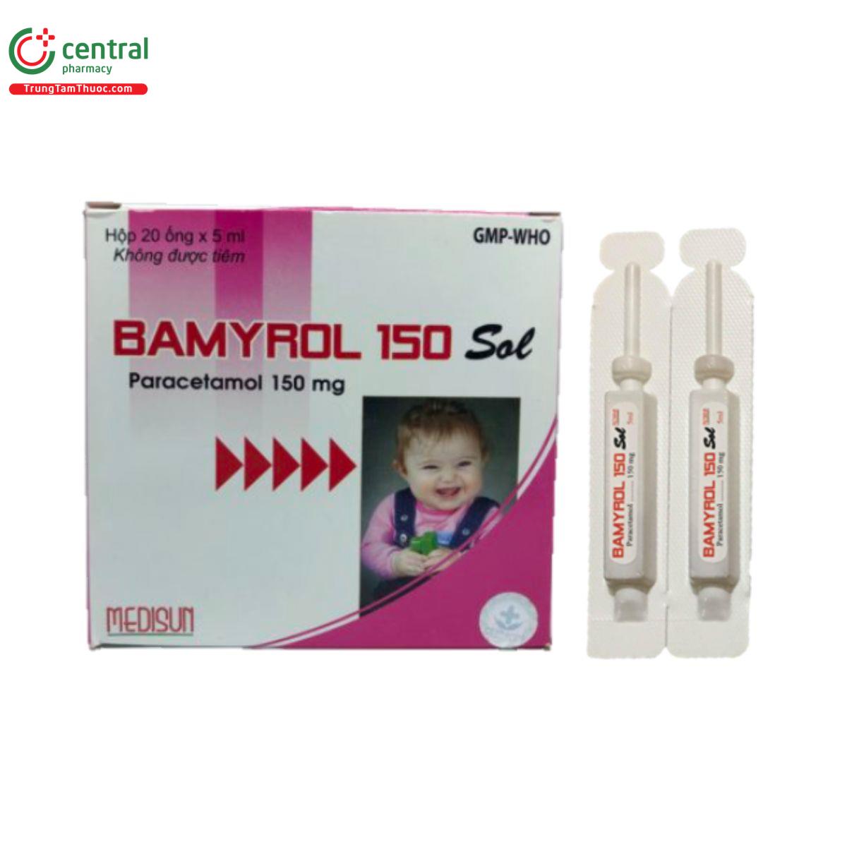 Thuốc Bamyrol 150 Sol - Hạ sốt, giảm đau nhẹ và vừa cho trẻ em