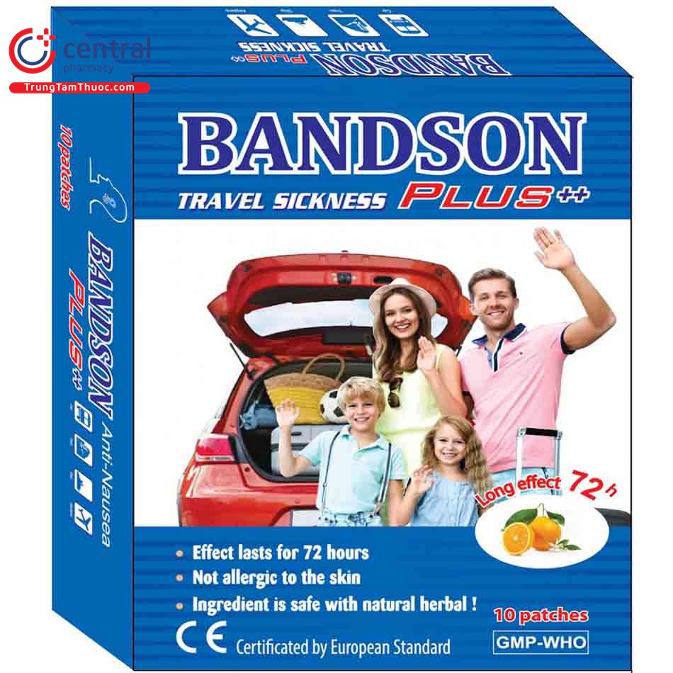 [CHÍNH HÃNG] Miếng dán chống say tàu xe Bandson Plus ( hương cam )