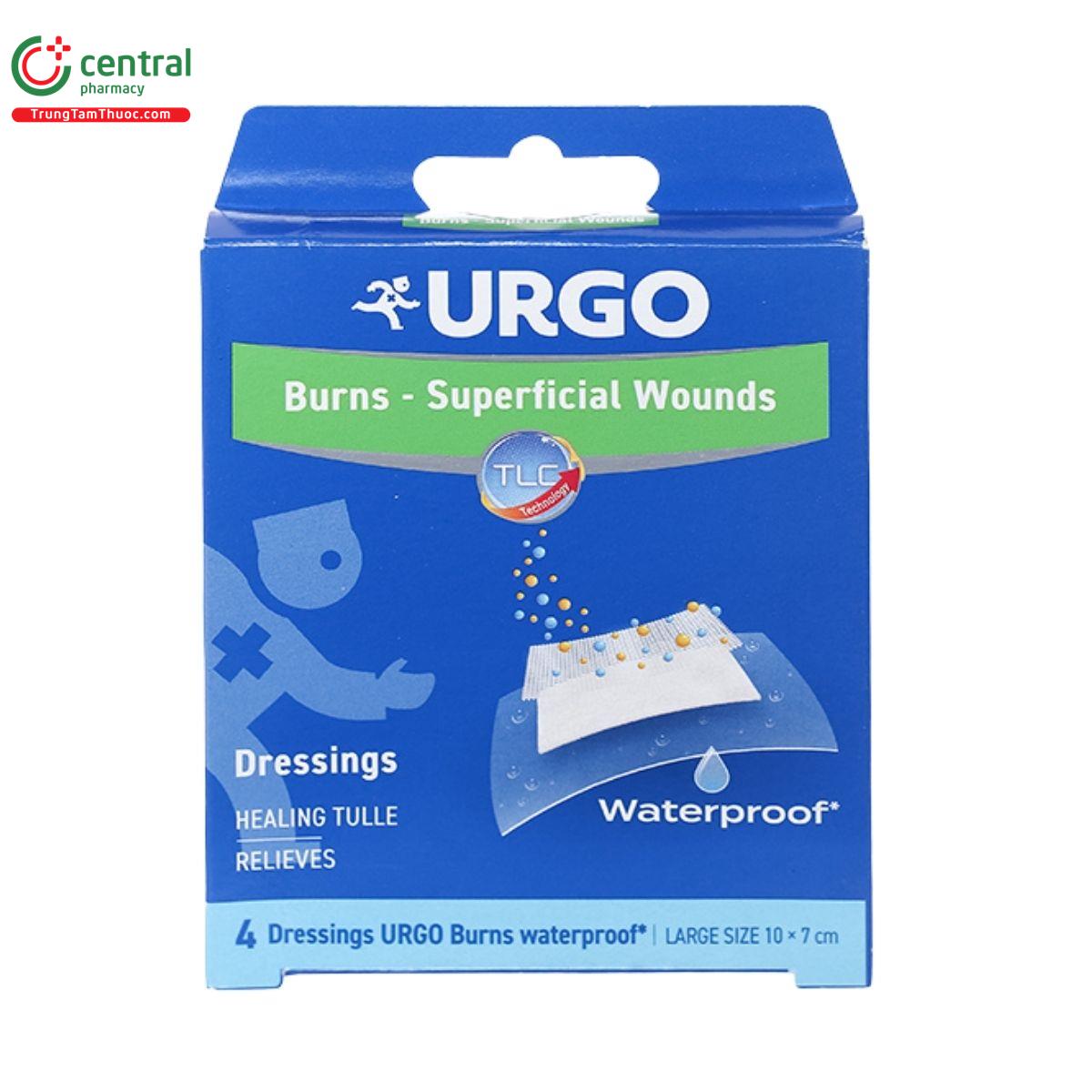 Băng cá nhân Urgo Burns Waterproof giúp bảo vệ vết thương và vết bỏng