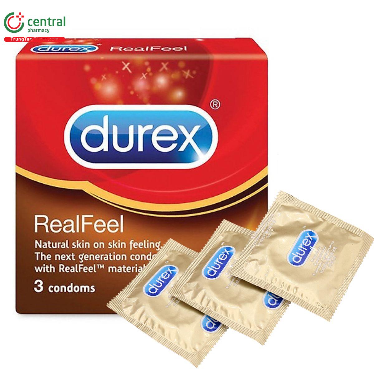 Bao cao su Durex RealFeel (Hộp 3 cái) - Tăng khoái cảm trong cuộc yêu