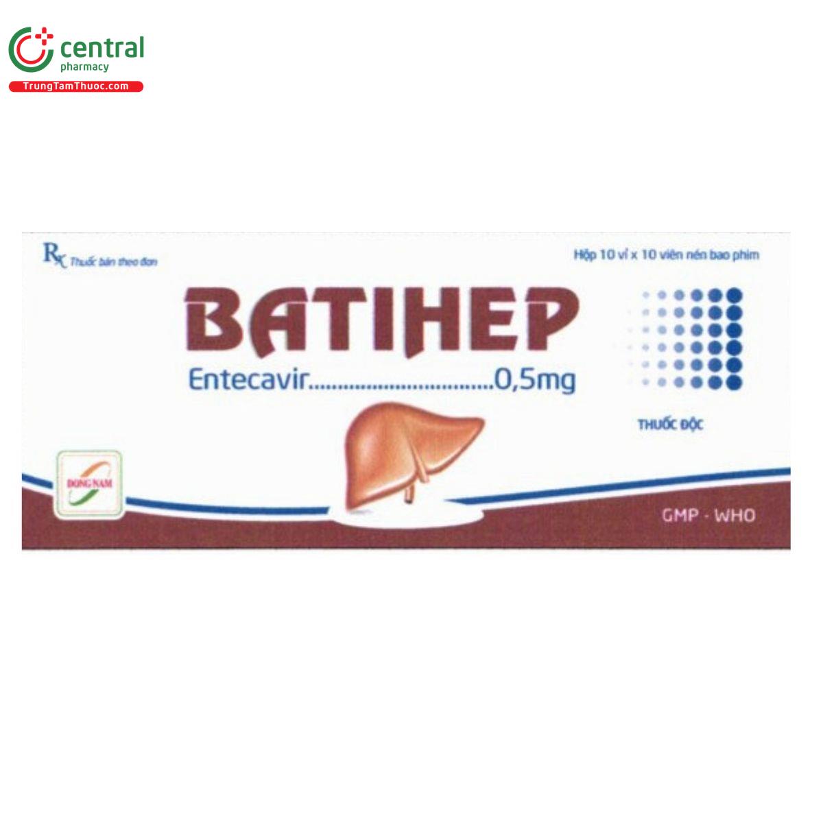Thuốc Batihep 0.5mg điều trị nhiễm virus viêm gan B (HBV) mạn tính