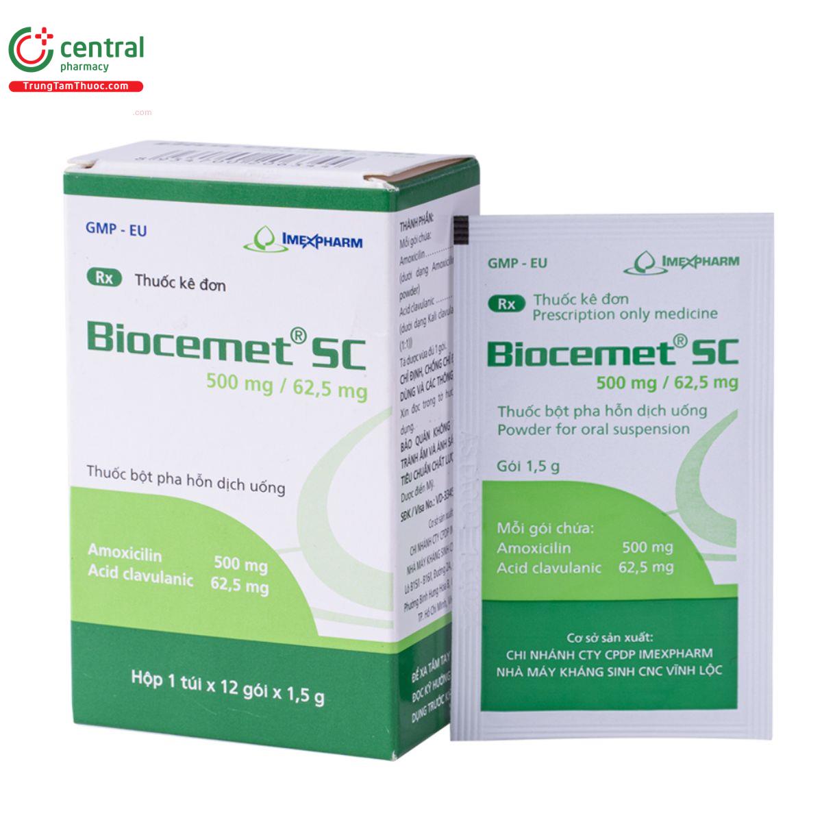 Thuốc Biocemet SC 500mg/62,5mg trị bệnh lý nhiễm khuẩn giá bao nhiêu?