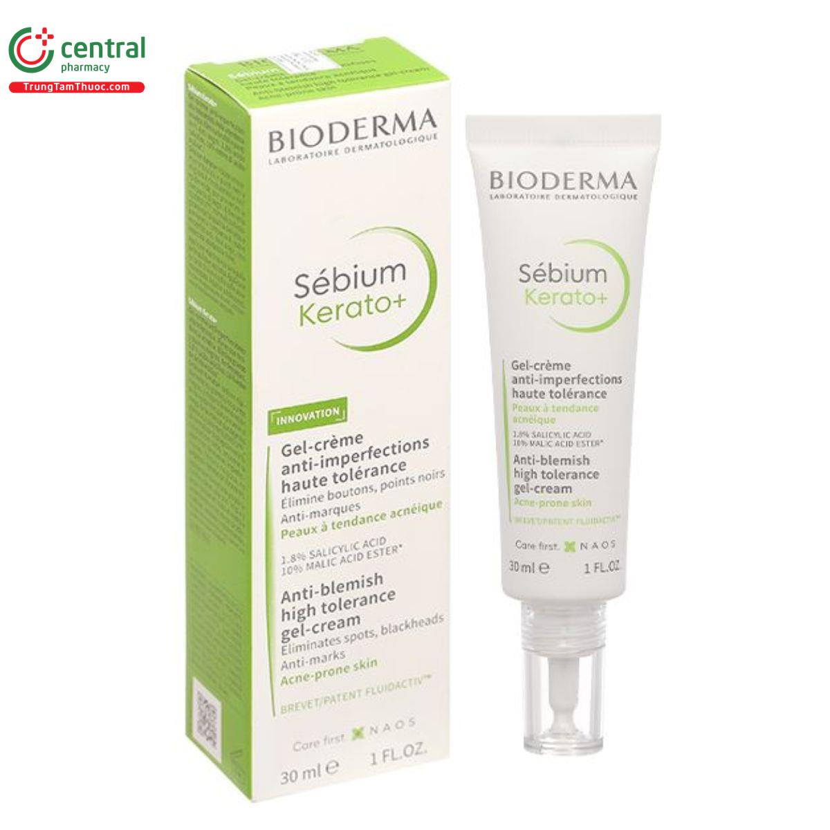 Bioderma Sébium Kerato+ 30ml kem bôi giảm mụn, giảm thâm mụn