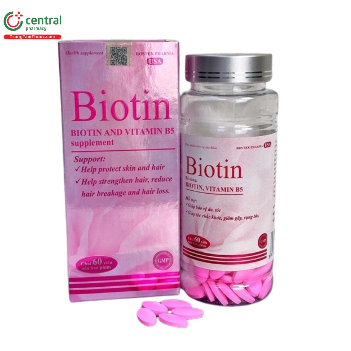 Thuốc Biotin Rostex Pharma USA giúp tóc chắc khoẻ, ngăn gãy rụng tóc