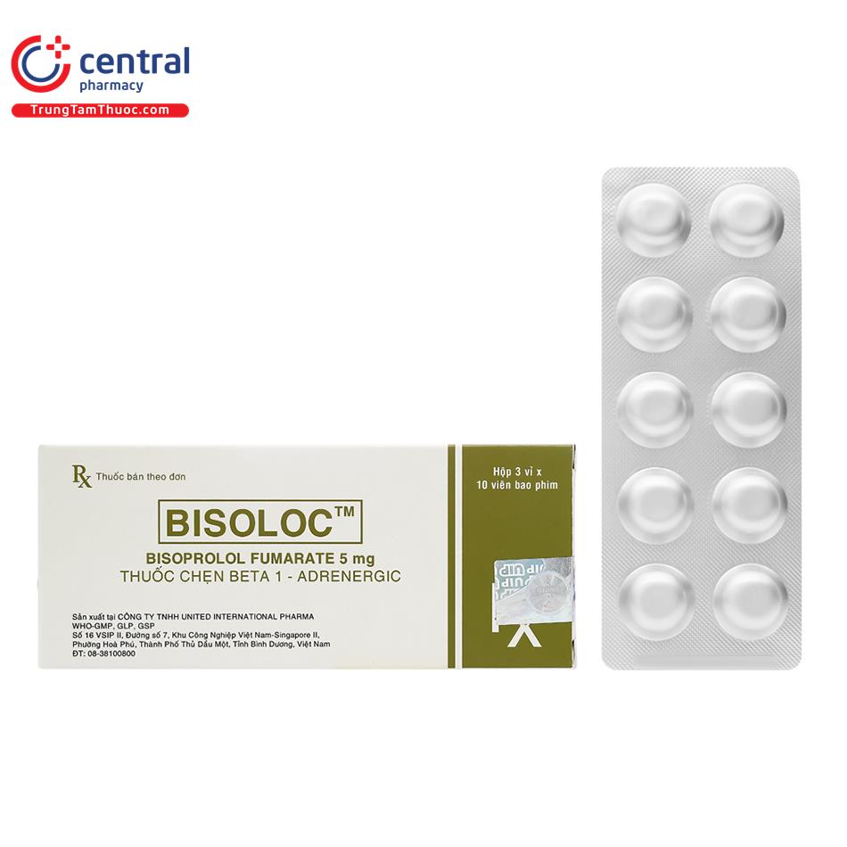 Thuốc Bisoloc 5mg điều trị bệnh mạch vành, tăng huyết áp, suy tim mạn