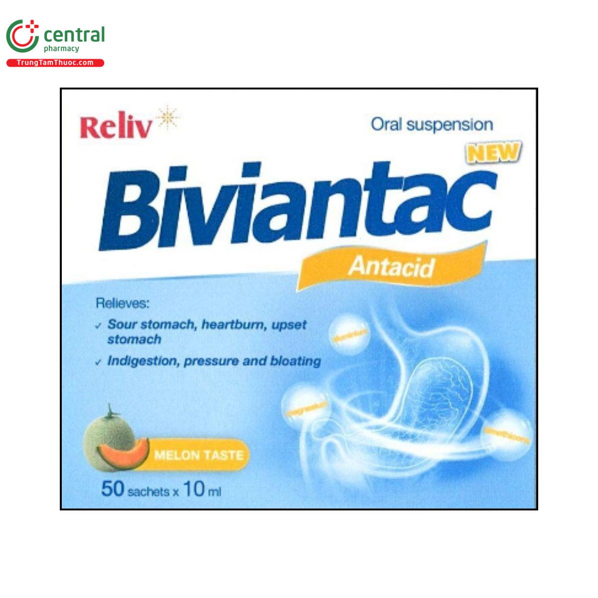 Thuốc Biviantac New Melon Taste giảm ợ nóng, đầy hơi, bảo vệ dạ dày