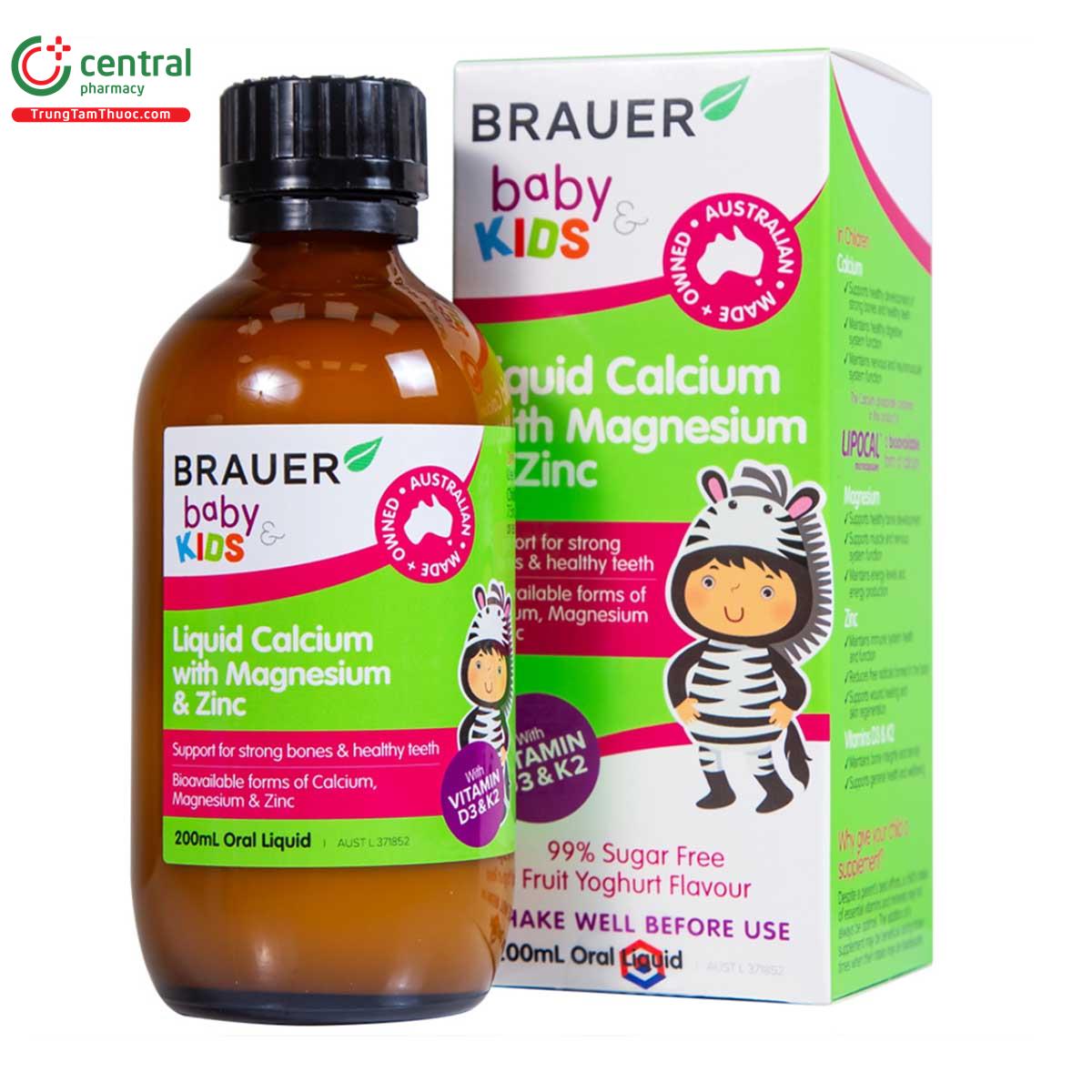 Brauer Baby & Kids Liquid Calcium With Magnesium & Zinc - Xương khỏe