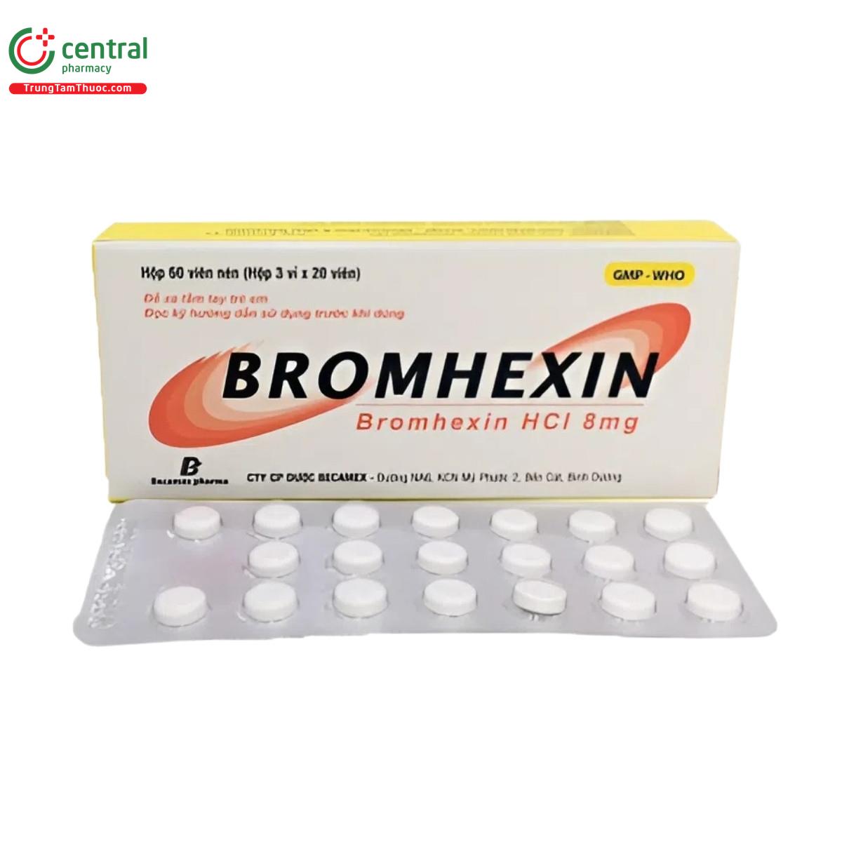 Thuốc Bromhexin 8mg Becamex điều trị các rối loạn tiết dịch phế quản