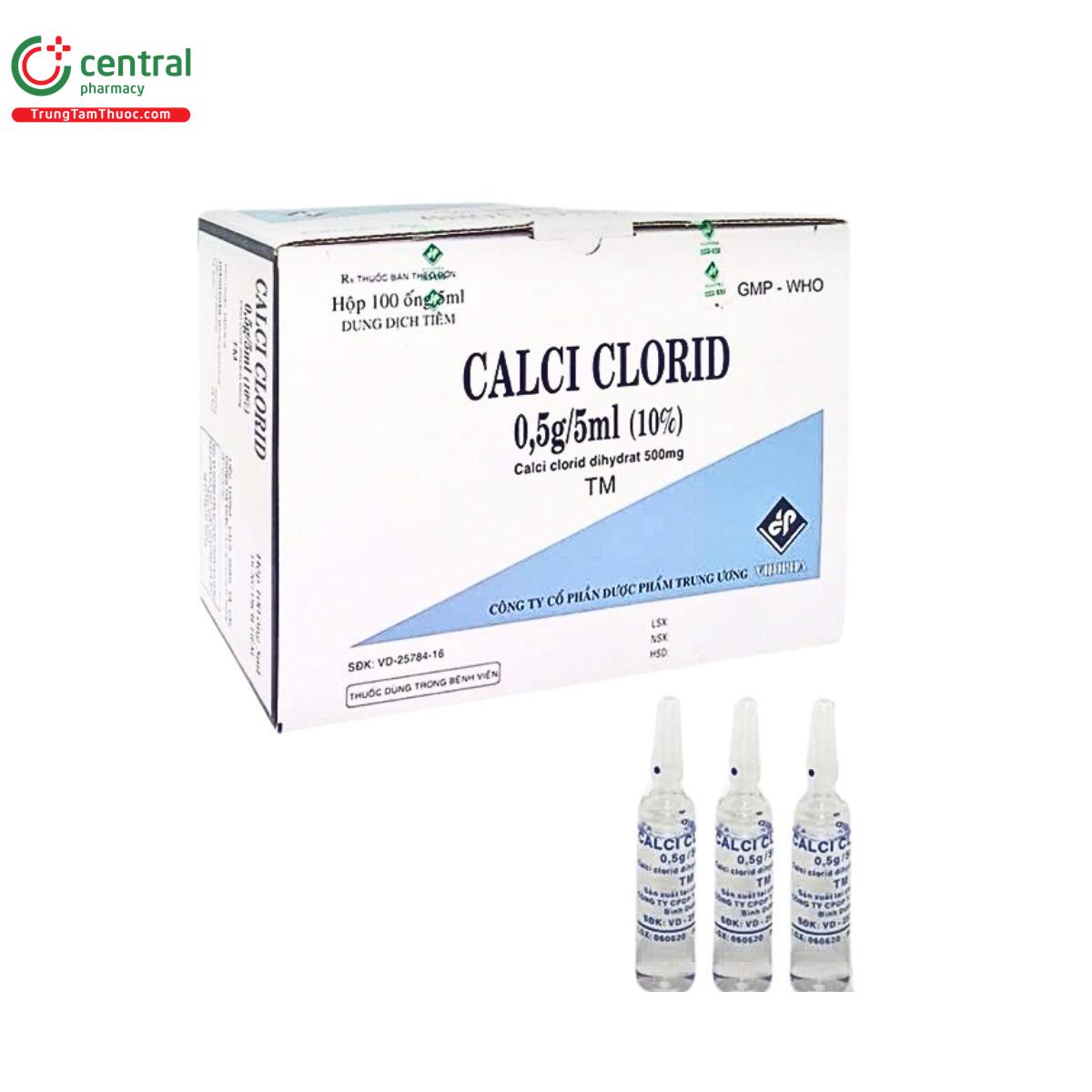 Thuốc Calci clorid 0,5g/5ml điều trị hạ calci, tăng kali và magnesi