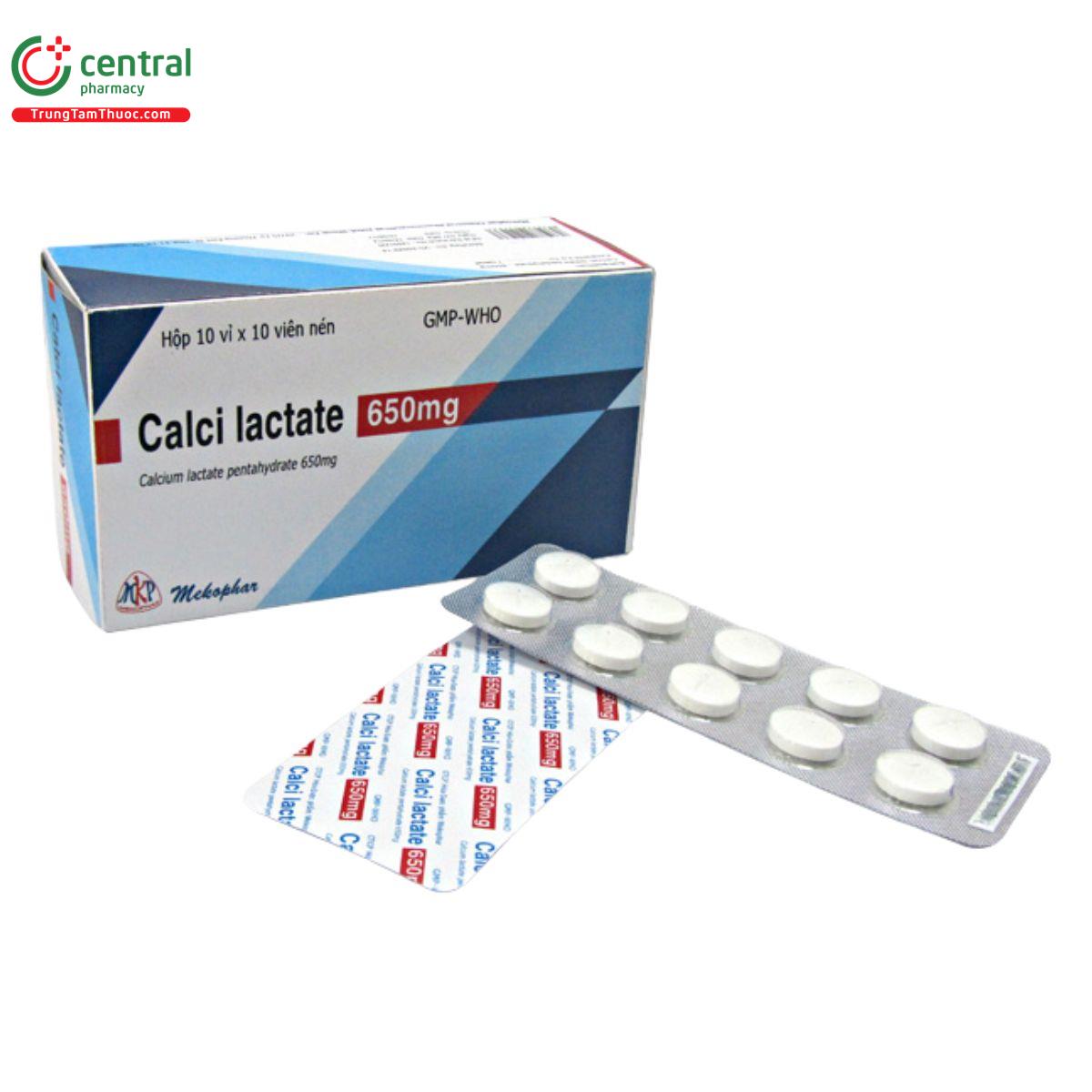 Thuốc Calci Lactate 650mg Mekophar bổ sung calci, giảm chứng loãng xương