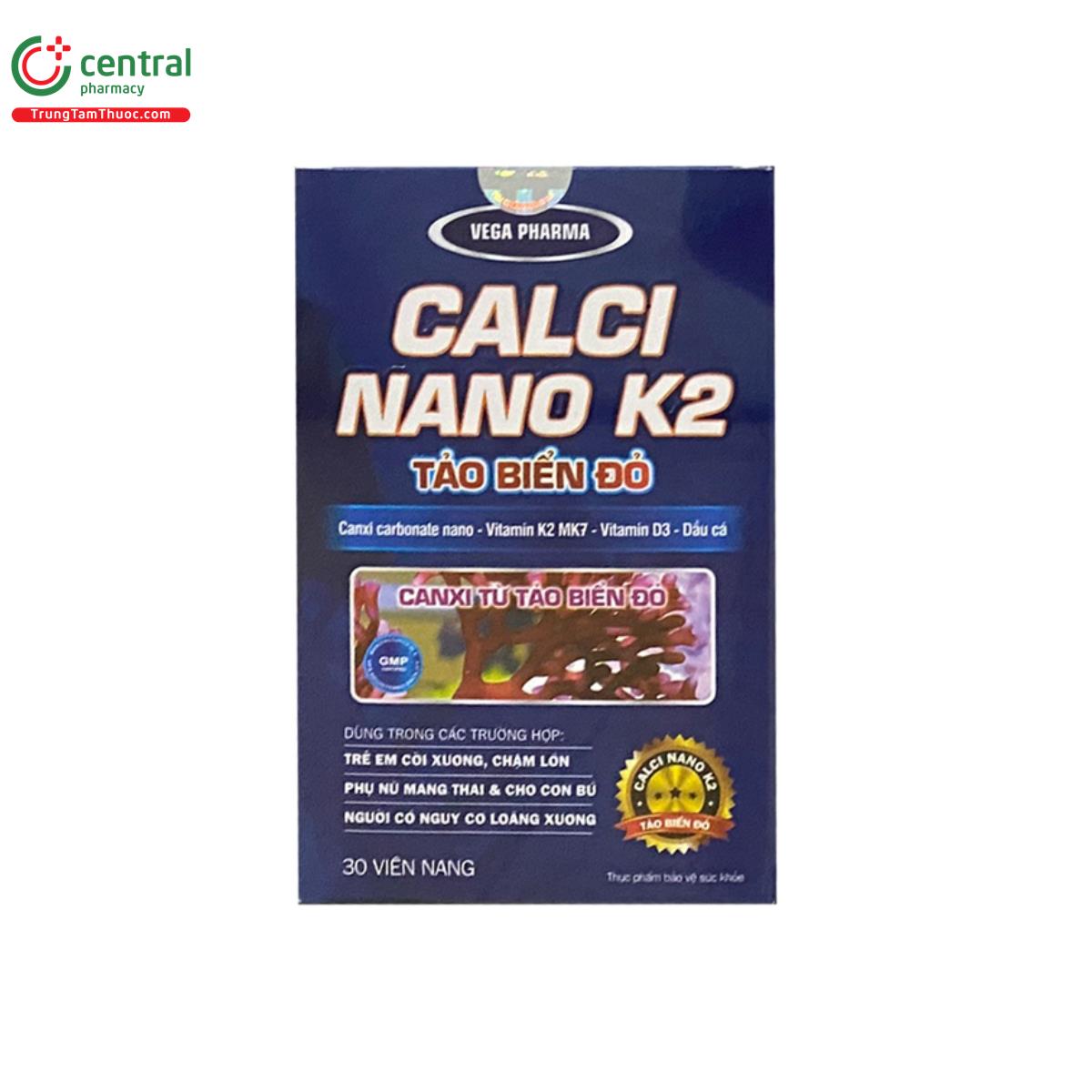 Thuốc Calci Nano K2 Tảo biển đỏ (Lọ 30 viên) giúp xương chắc khỏe