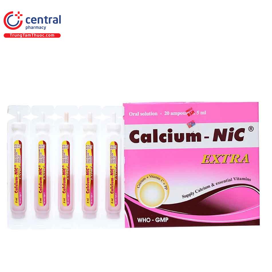Thuốc Calcium-Nic Extra 5ml tác dụng, liều dùng và lưu ý khi dùng.
