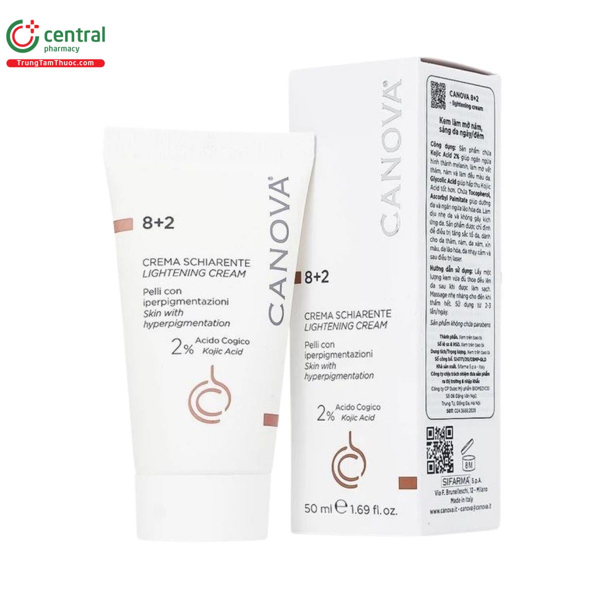Kem Canova 8+2 Lightening Cream làm mờ thâm nám, giúp da trắng sáng