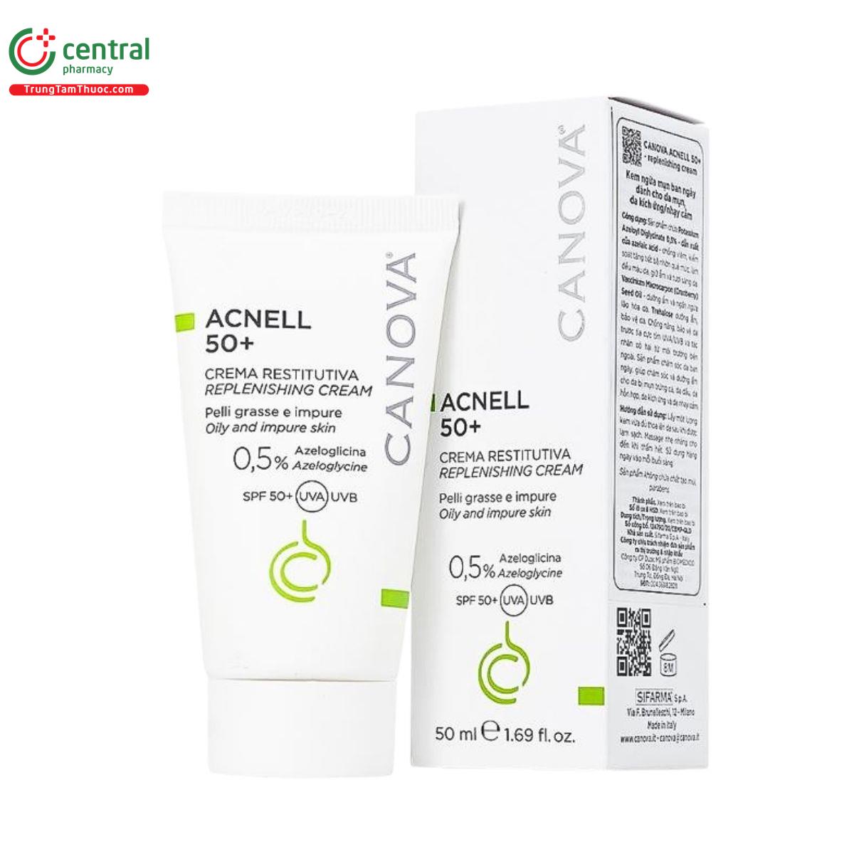Kem Canova Acnell 50+ - Replenishing Cream giúp giảm mụn, chăm sóc da