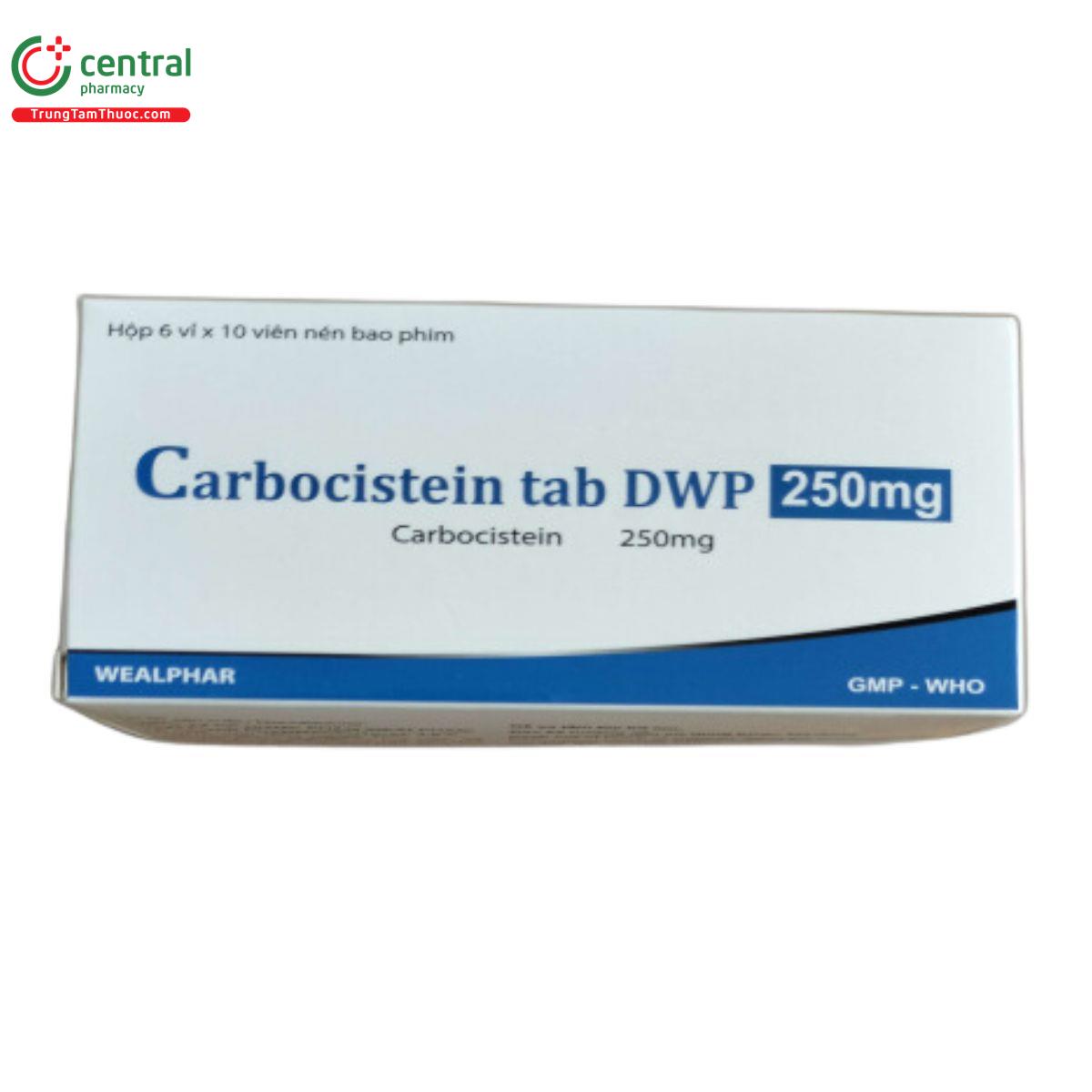 Thuốc Carbocistein Tab DWP 250mg giảm đờm trong viêm đường hô hấp trên