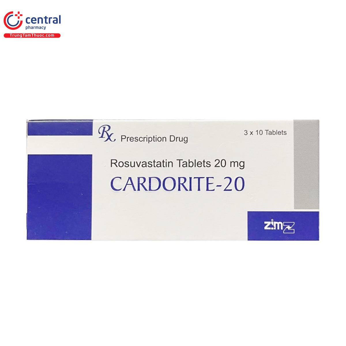 Thuốc Cardorite 20: Điều trị cholesterol máu tăng cao