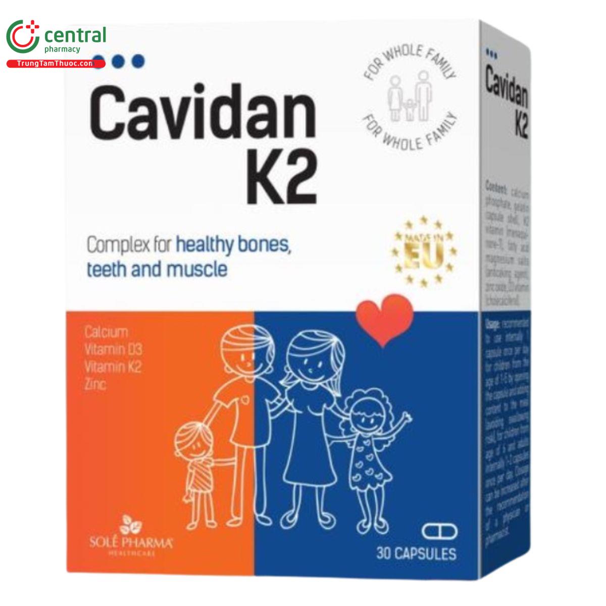Thuốc Cavidan K2 - Bổ sung canxi cùng vitamin D3, vitamin K2 và kẽm