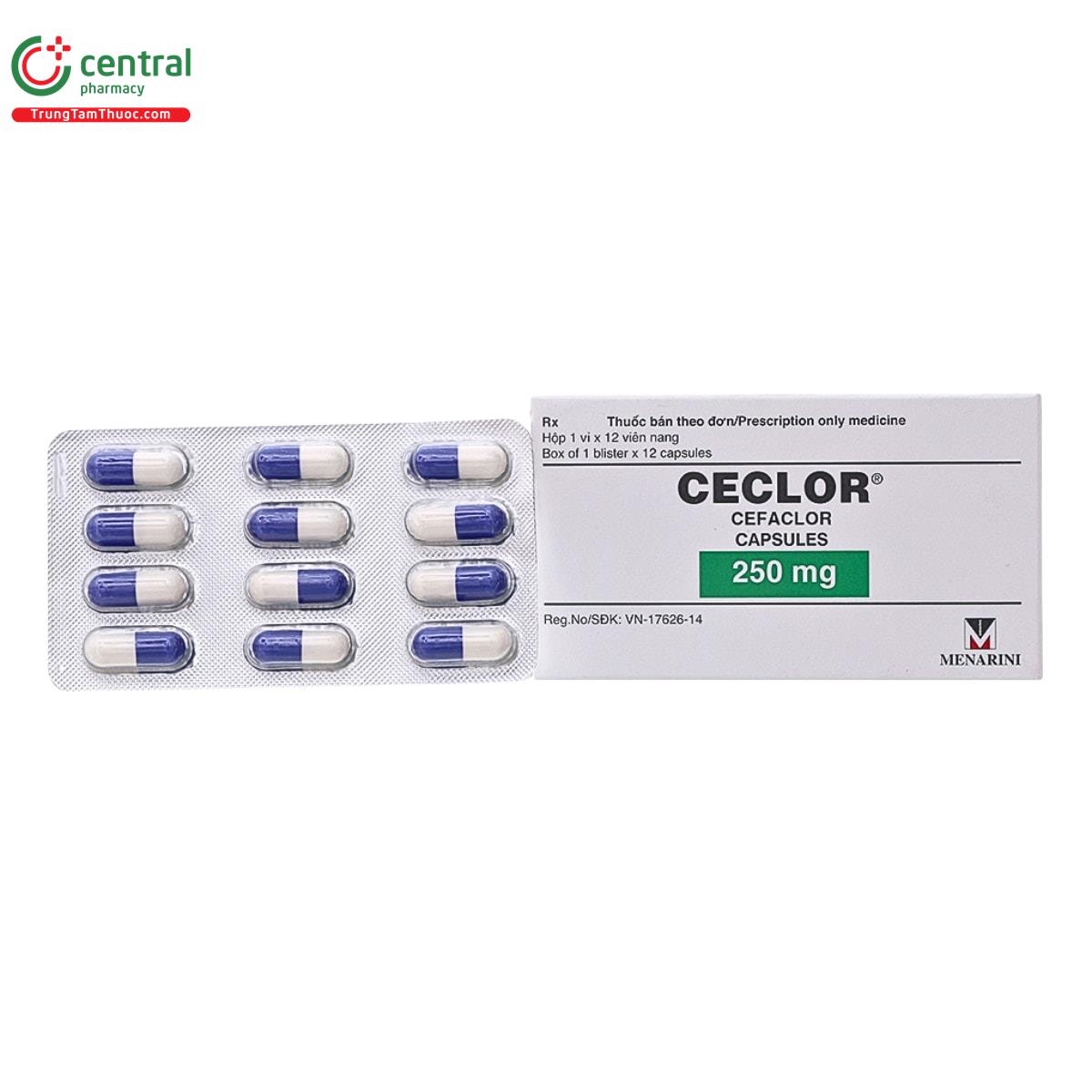 Thuốc kháng sinh Ceclor 250mg Menarini điều trị nhiễm trùng hô hấp, da