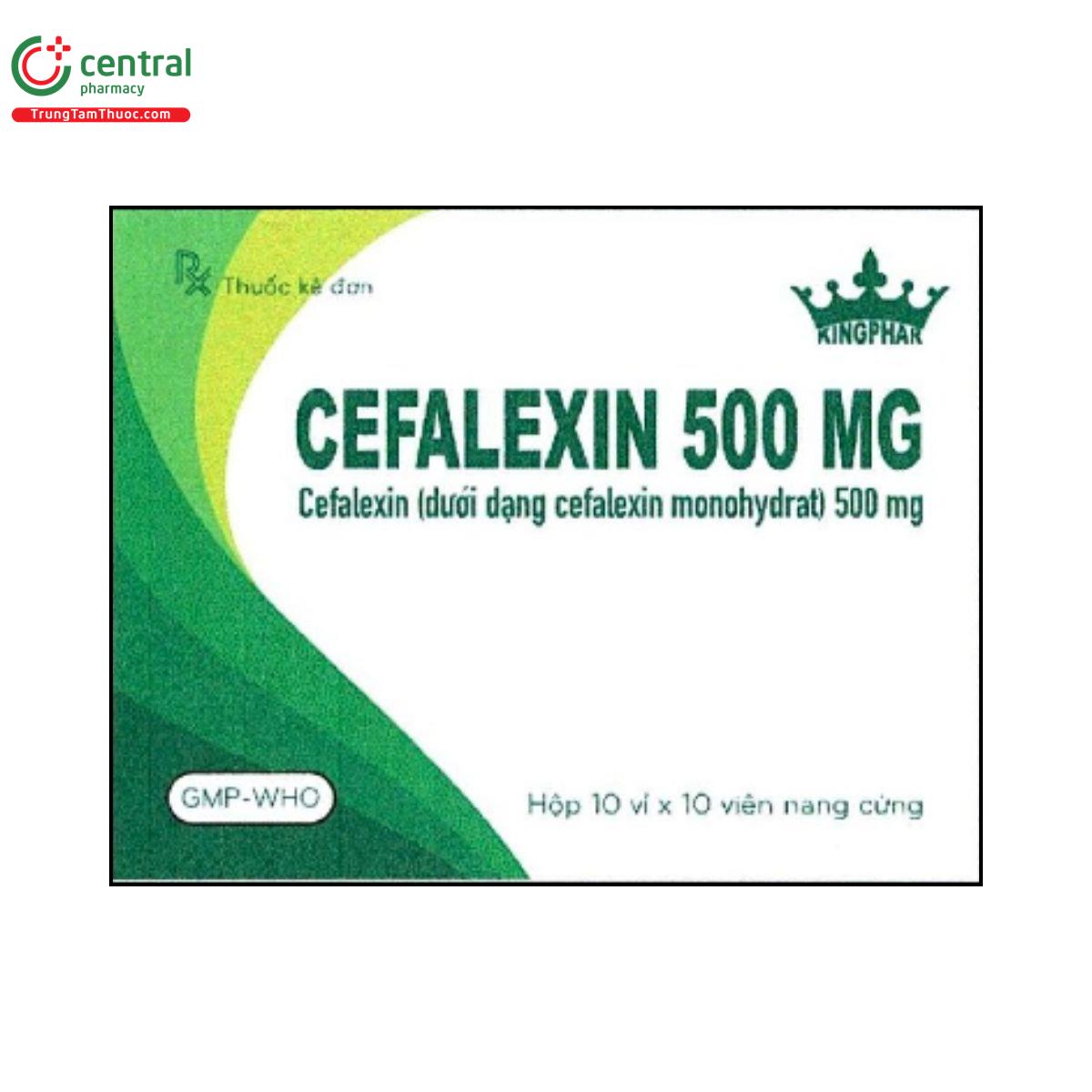 Thuốc Cefalexin 500mg Kingphar điều trị nhiễm khuẩn hô hấp, tiết niệu